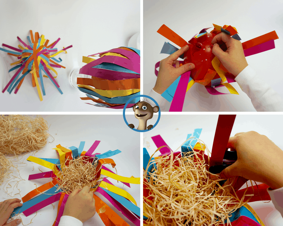 Wir basteln einen großen DIY Osterkorb aus Papierstreifen? Wer macht ...